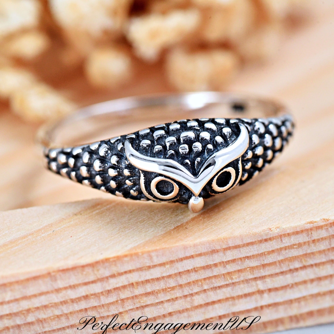 Night Owl Statement Ring Solid 925 Sterling Silver Antique Owl Ring ...