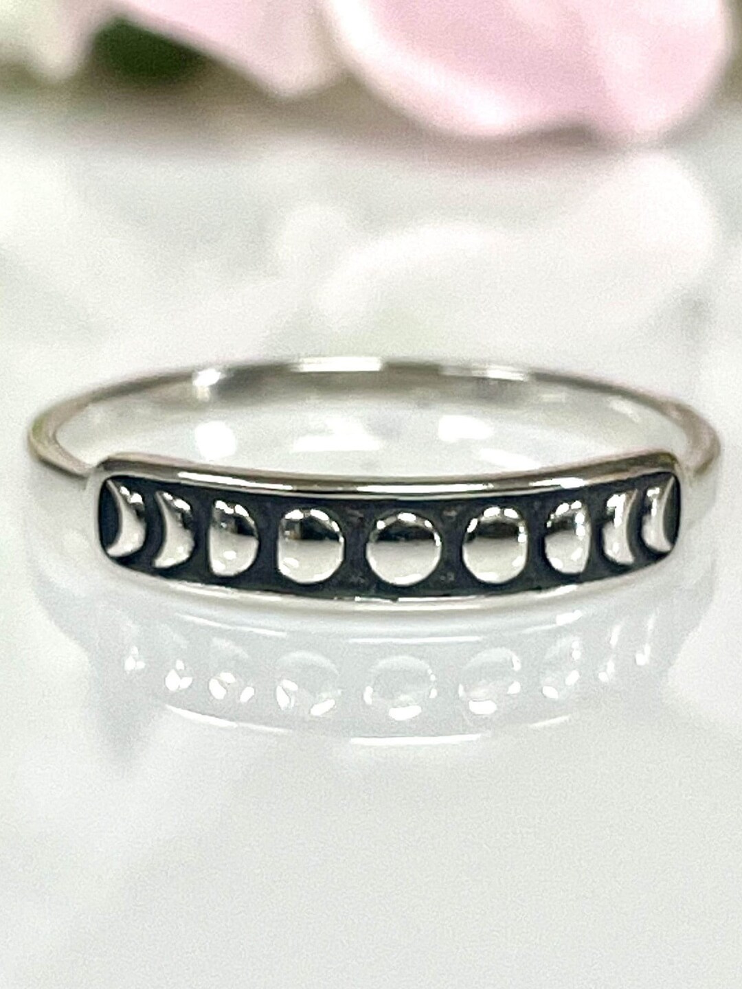 Moon Phase Bar Stackable Ring Solid 925 Sterling Silver - Etsy