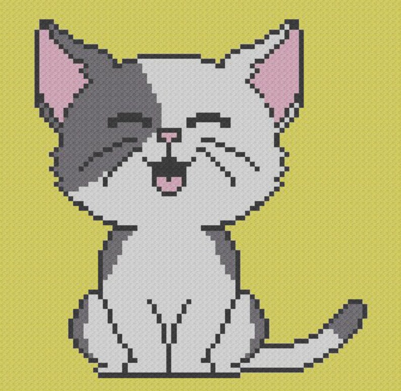 Happy Kitty Mini C2C Graphgan Pattern - Instant Download - Etsy