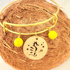 Seahorse Coconut Shell Bracelet Carved Coconut Charm - Etsy