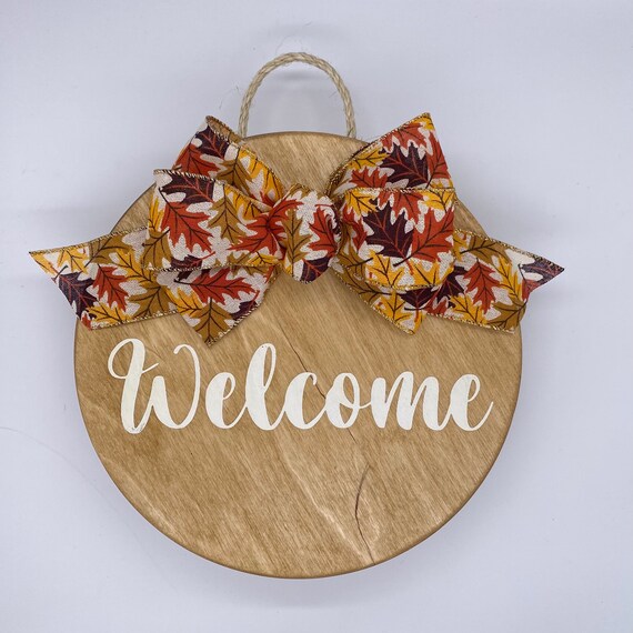 Fall Welcome Sign Falling Leaves Welcome Door Hanger | Etsy