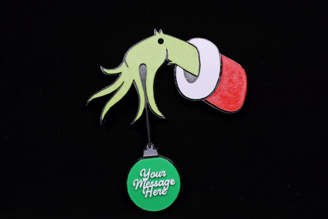3D Printed Grinch Hand W/ Personalized Ornament - Etsy