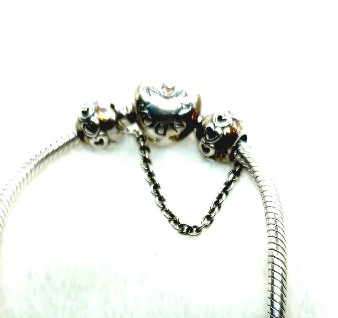 7" Pandora Moments Heart Clasp Snake Chain Bracelet With 3" Band of ...