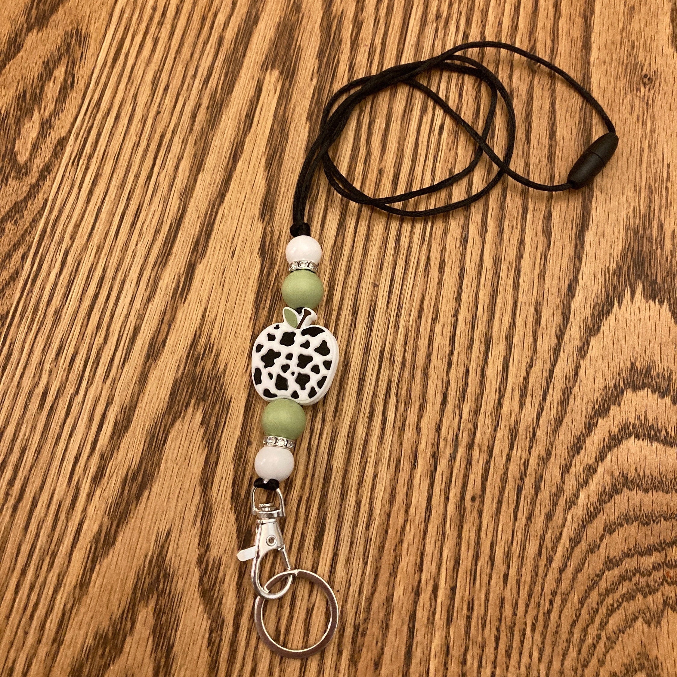 Teacher Cow Print Apple Lanyard | Teacher Lanyard | Simple Lanyard ...