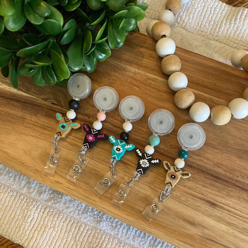 Personalized Aztec Cow Beaded Badge Reel | Western Badge Reel | Aztec ...