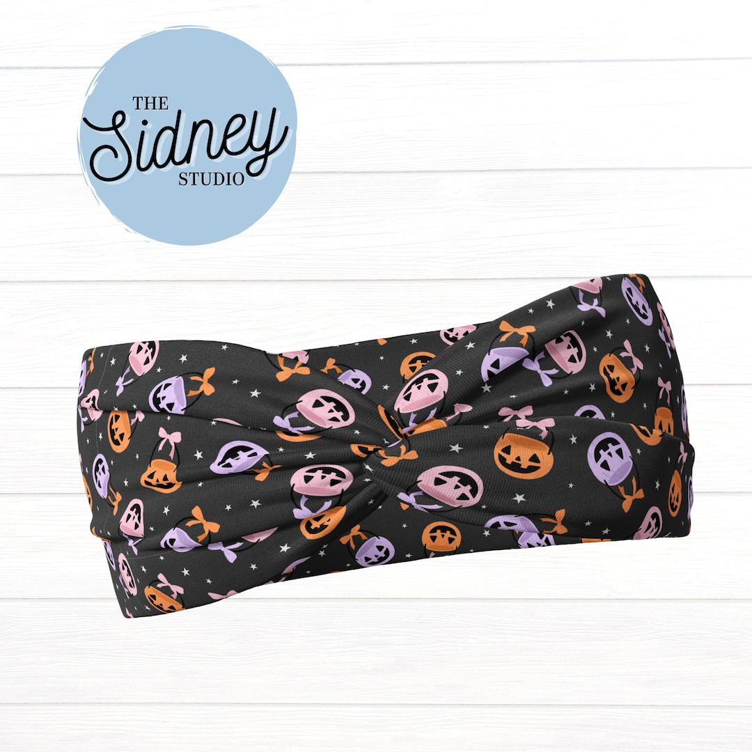 Halloween Jack O’lantern Wide Twist Headband - Soft Stretchy Headband ...