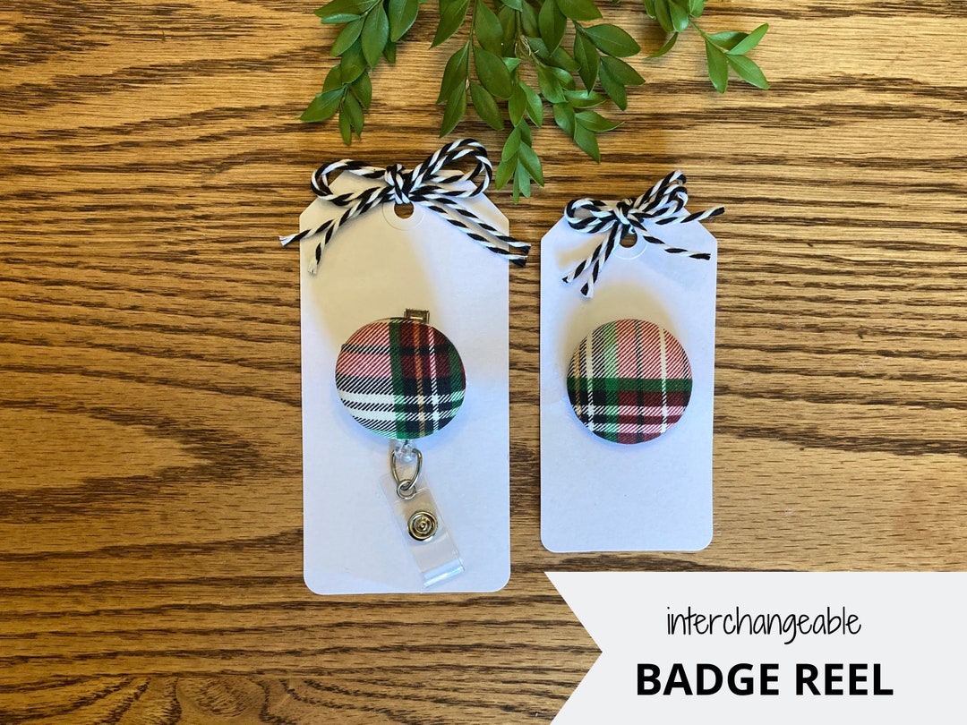 Holiday Plaid Badge Button for Interchangeable Badge Reel - Etsy