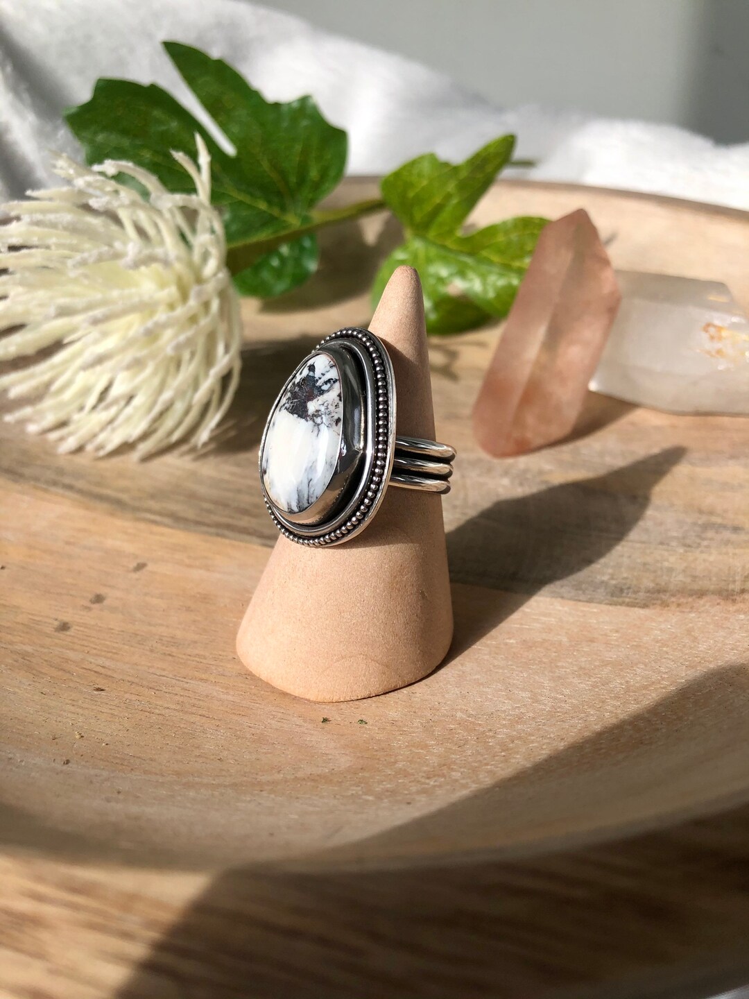 Dotted White Buffalo Statement Ring - Etsy