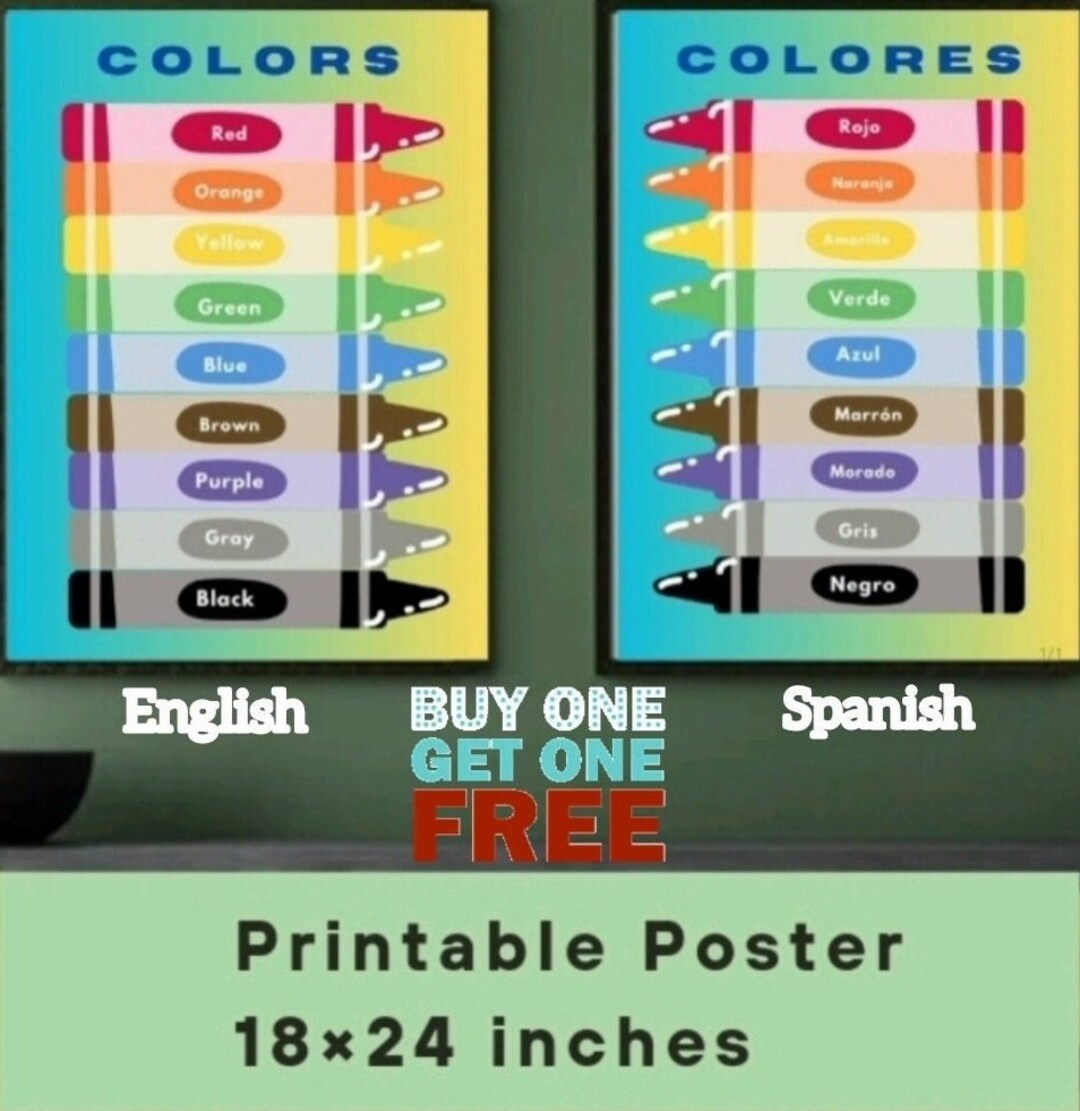 THE COLORS Poster, English Curriculum, Printable Posters, Preschool ...
