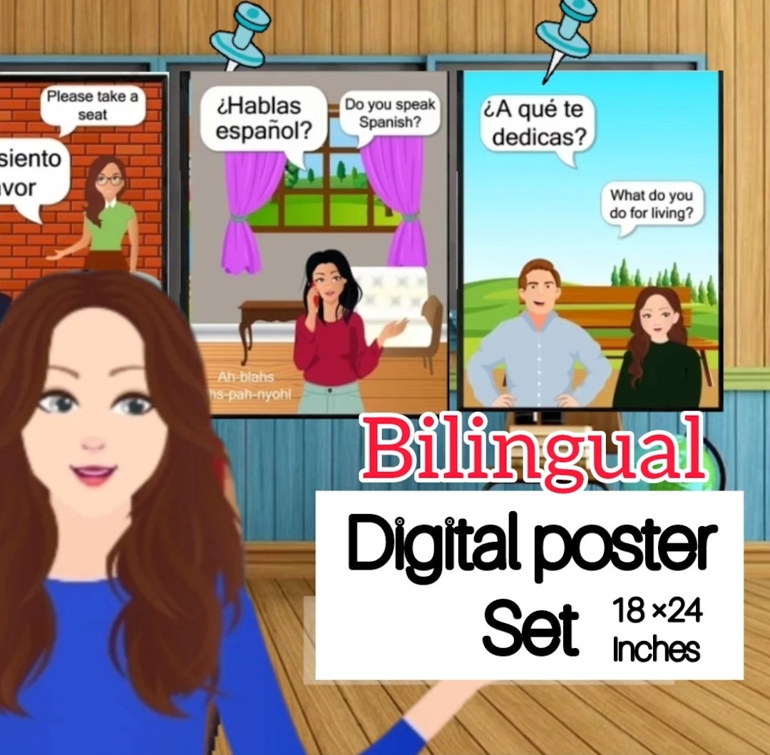 BILINGUAL Poster Set. School' Decorations. Kids Materials. Homeschool ...