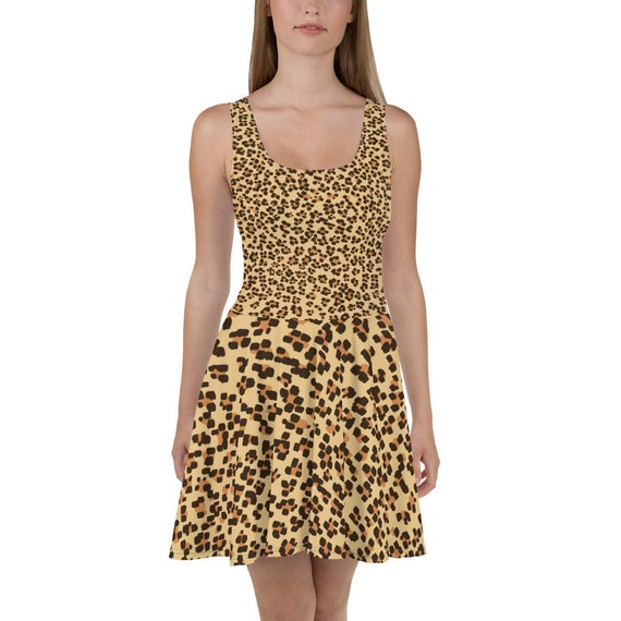 Women's Dress Leopard Skater Dress Animal Printing - Etsy