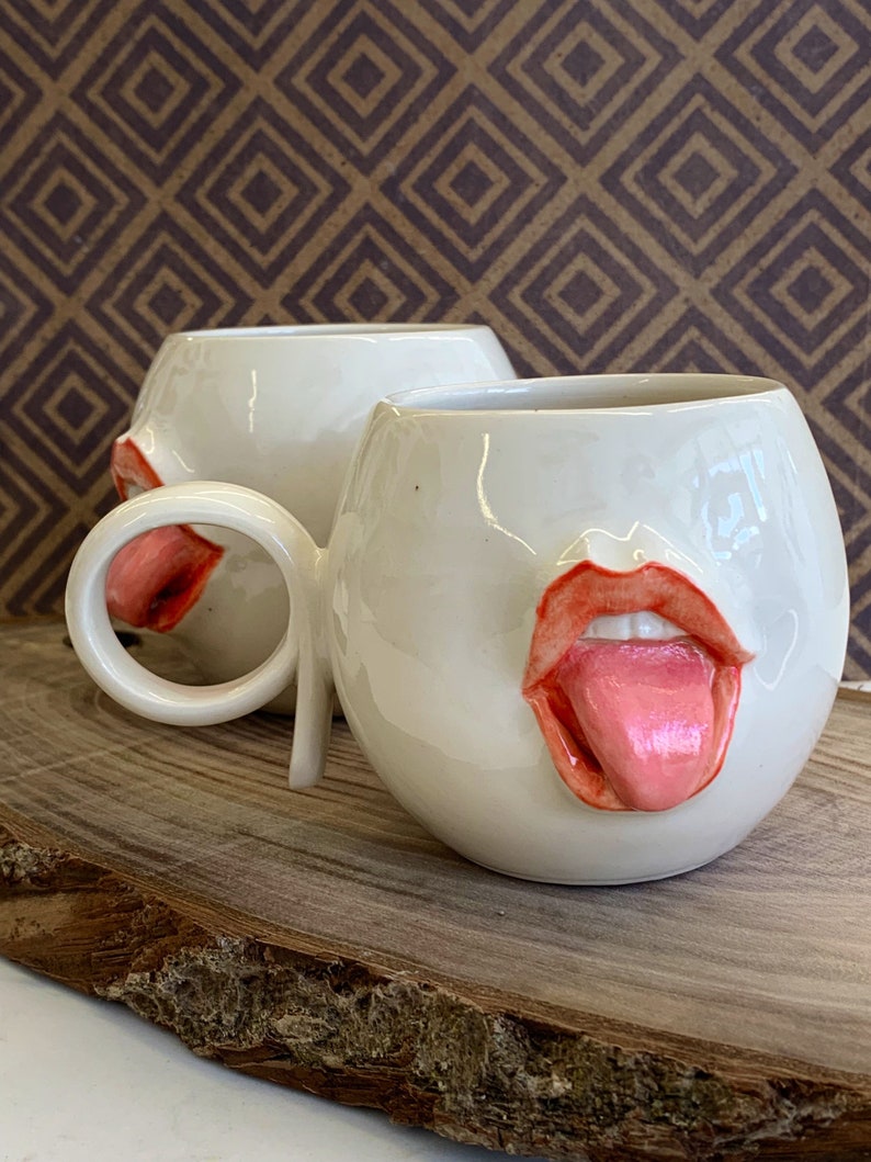 Lip With Lipstick and Tongue/coffee Mug/ Tea Mug - Etsy