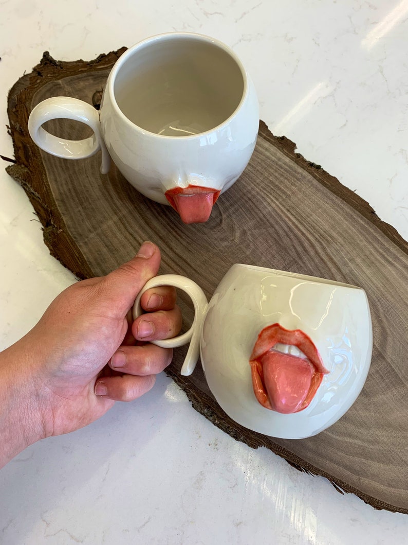 Lip With Lipstick and Tongue/coffee Mug/ Tea Mug - Etsy