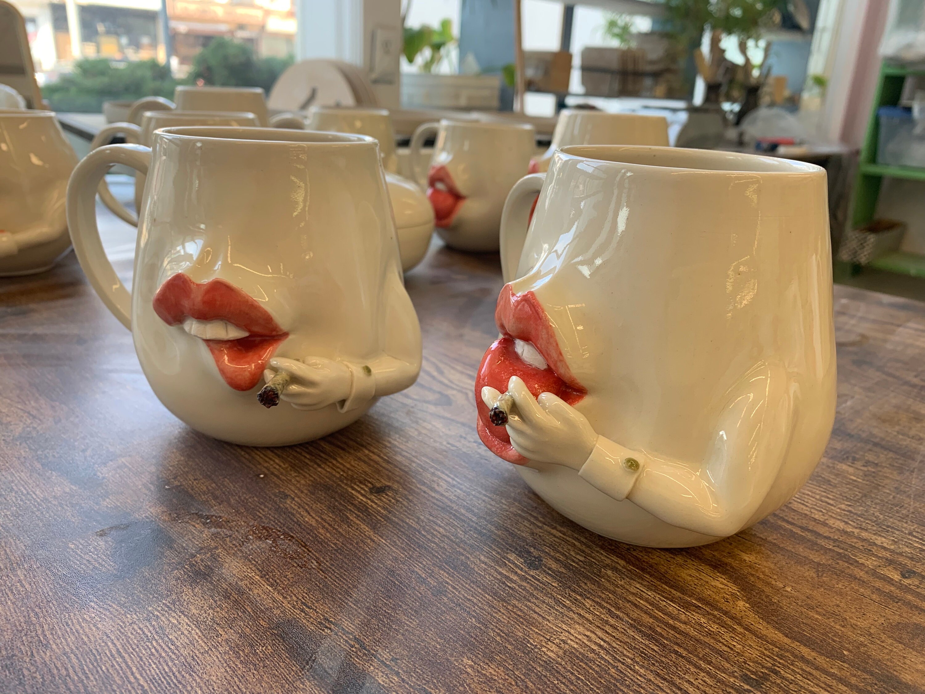 Ceramic Lip Mug With Joint/ Ceramic Mug/ Lip Mug Drinks From Lip Mug ...