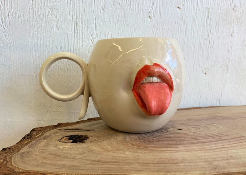 Lip With Lipstick and Tongue/coffee Mug/ Tea Mug - Etsy