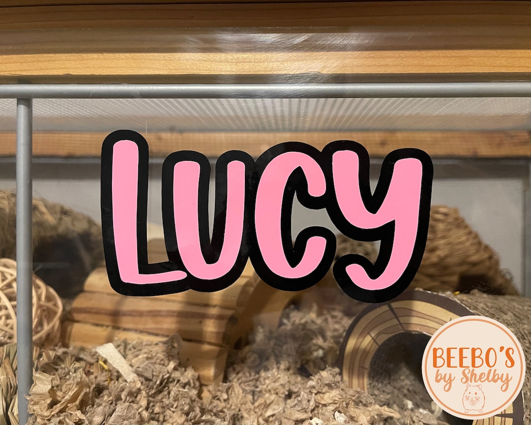 Personalised Cage Name Static Cling Reusable Sticker Black Outline for ...