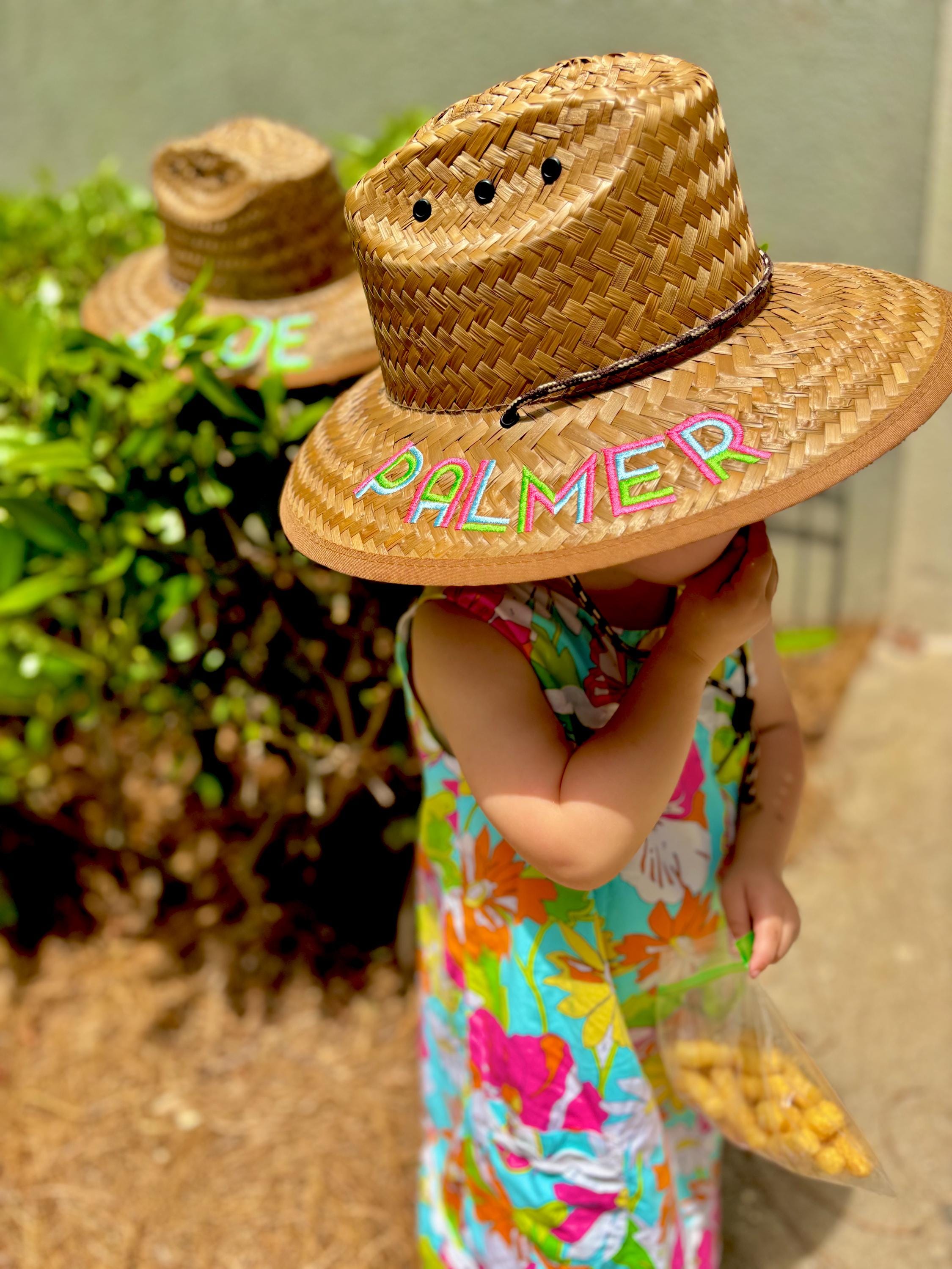 Kids Custom Monogrammed Straw Wide Brim Straw Hat - Etsy