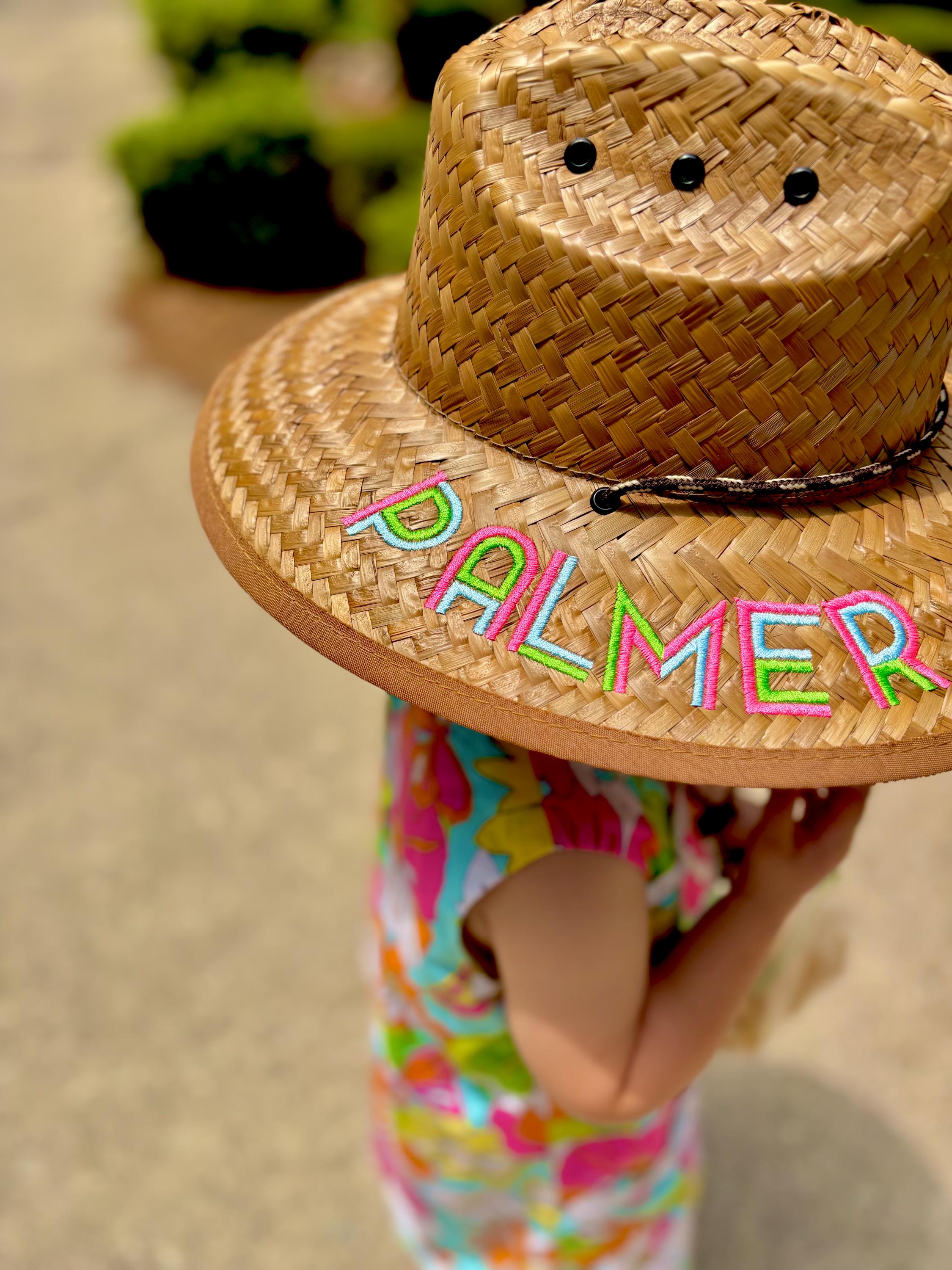 Kids Custom Monogrammed Straw Wide Brim Straw Hat - Etsy