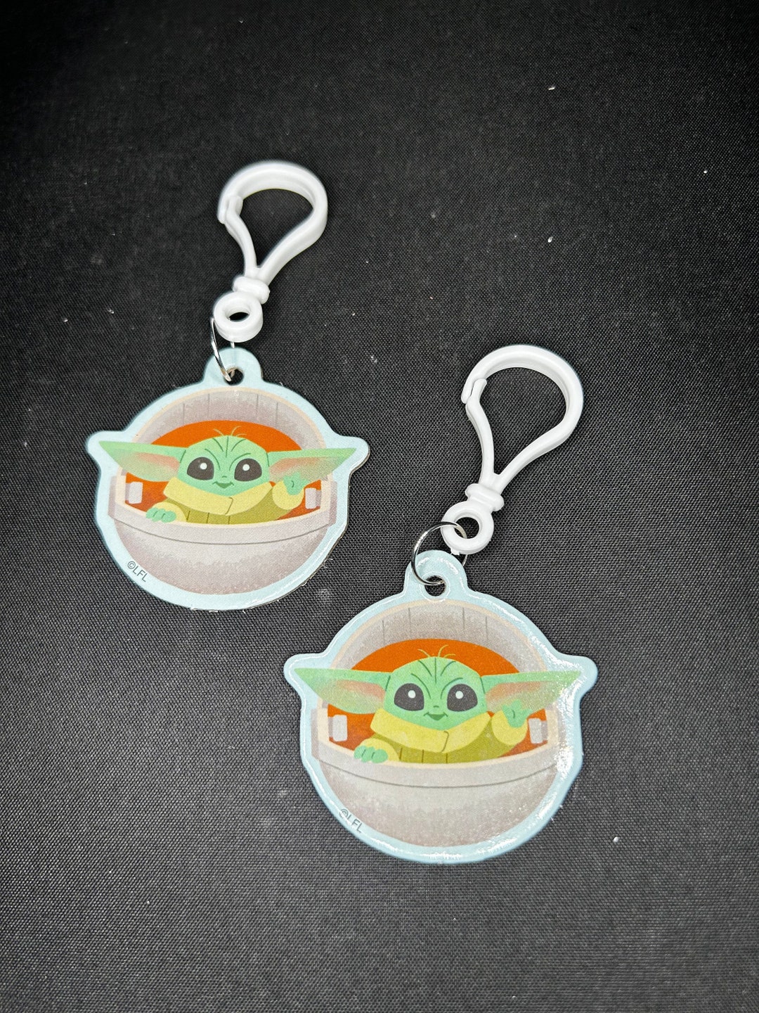 Two Baby Yoda Keychains, Small Cardboard Paper Keychains, 1.5 Inch X 2 ...