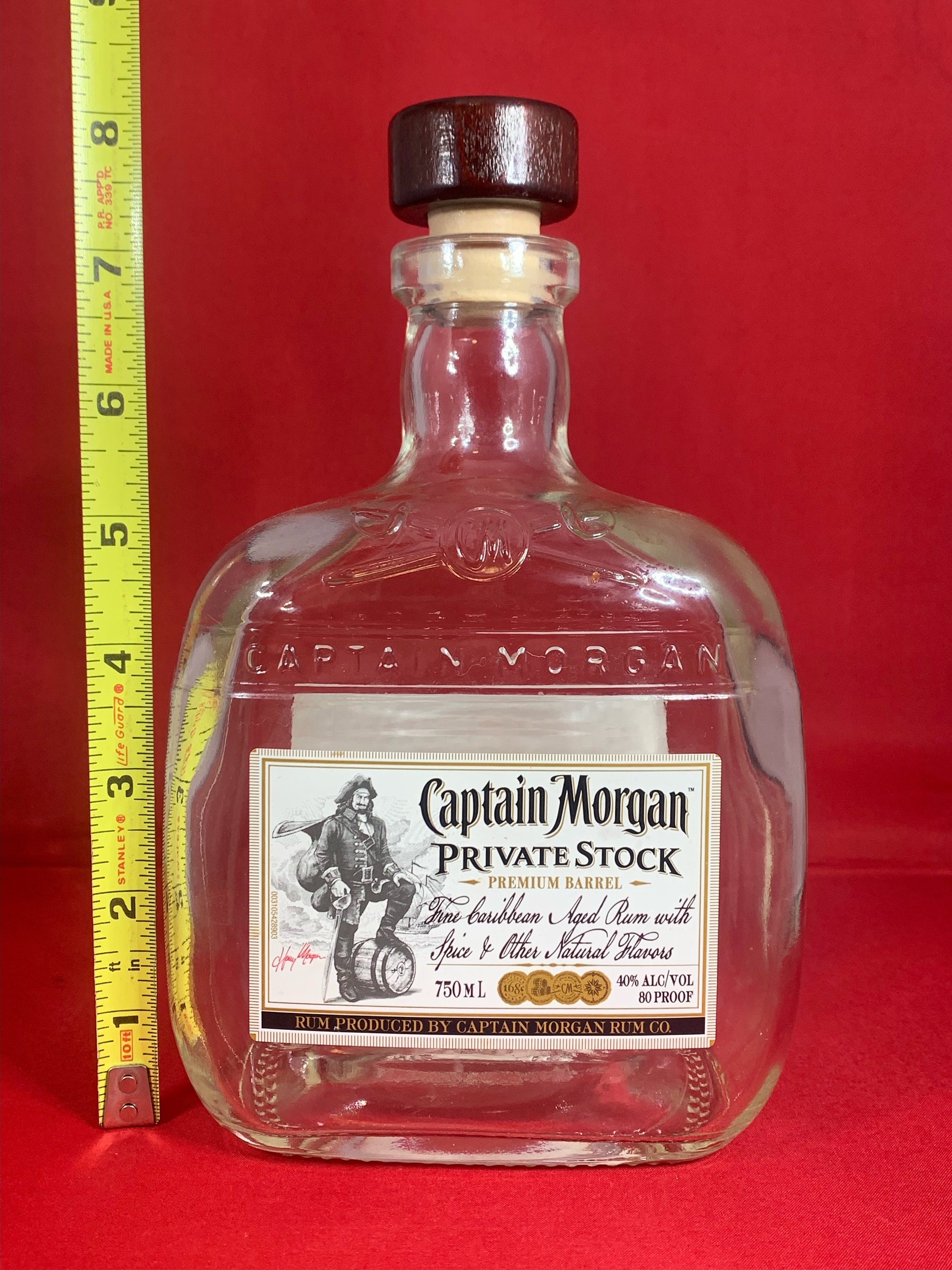 EMPTY Captain Morgan Private Stock Glass Bottle, Premium Barrel Rum ...