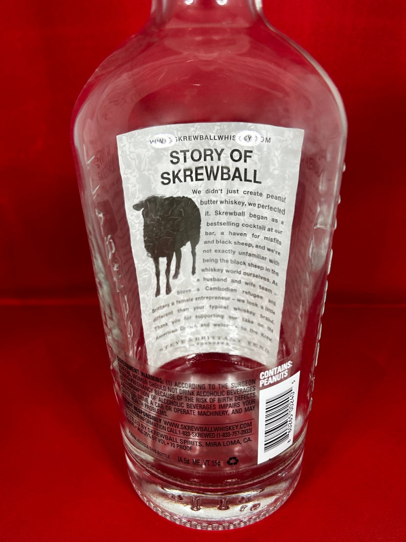 EMPTY Screwball Alcohol Glass Bottle, Screwball Peanut Butter Whiskey ...