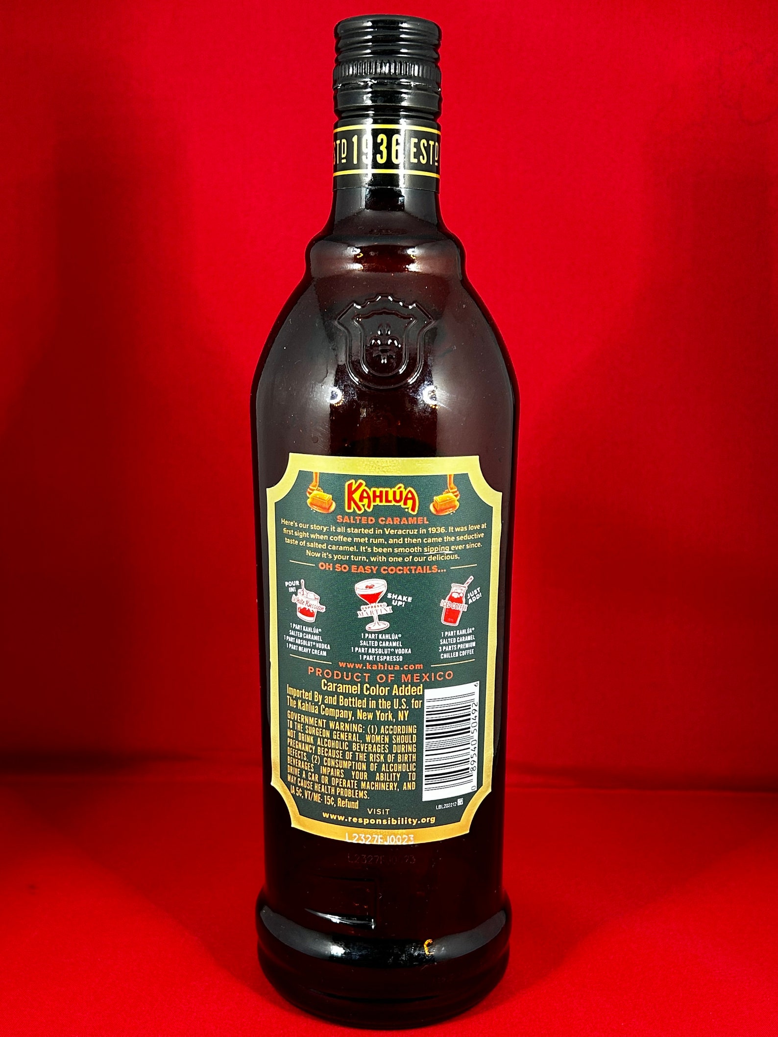 EMPTY Kahlúa Glass Bottle, Rum and Coffee Liqueur Salted Caramel, 750ml ...