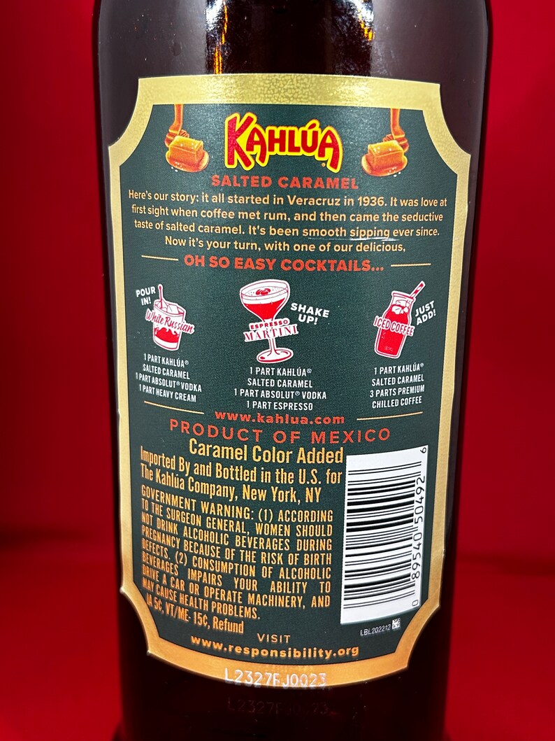 EMPTY Kahlúa Glass Bottle, Rum and Coffee Liqueur Salted Caramel, 750ml ...