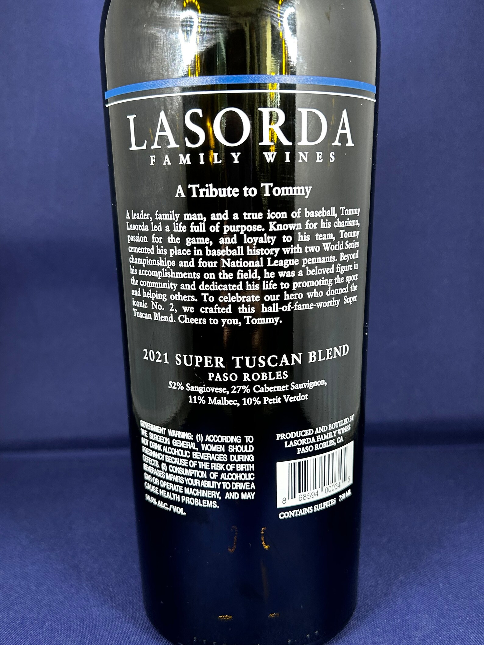 Tommy Lasorda Dodgers Wine Bottle: #2 Tribute, Empty 750ml - Etsy