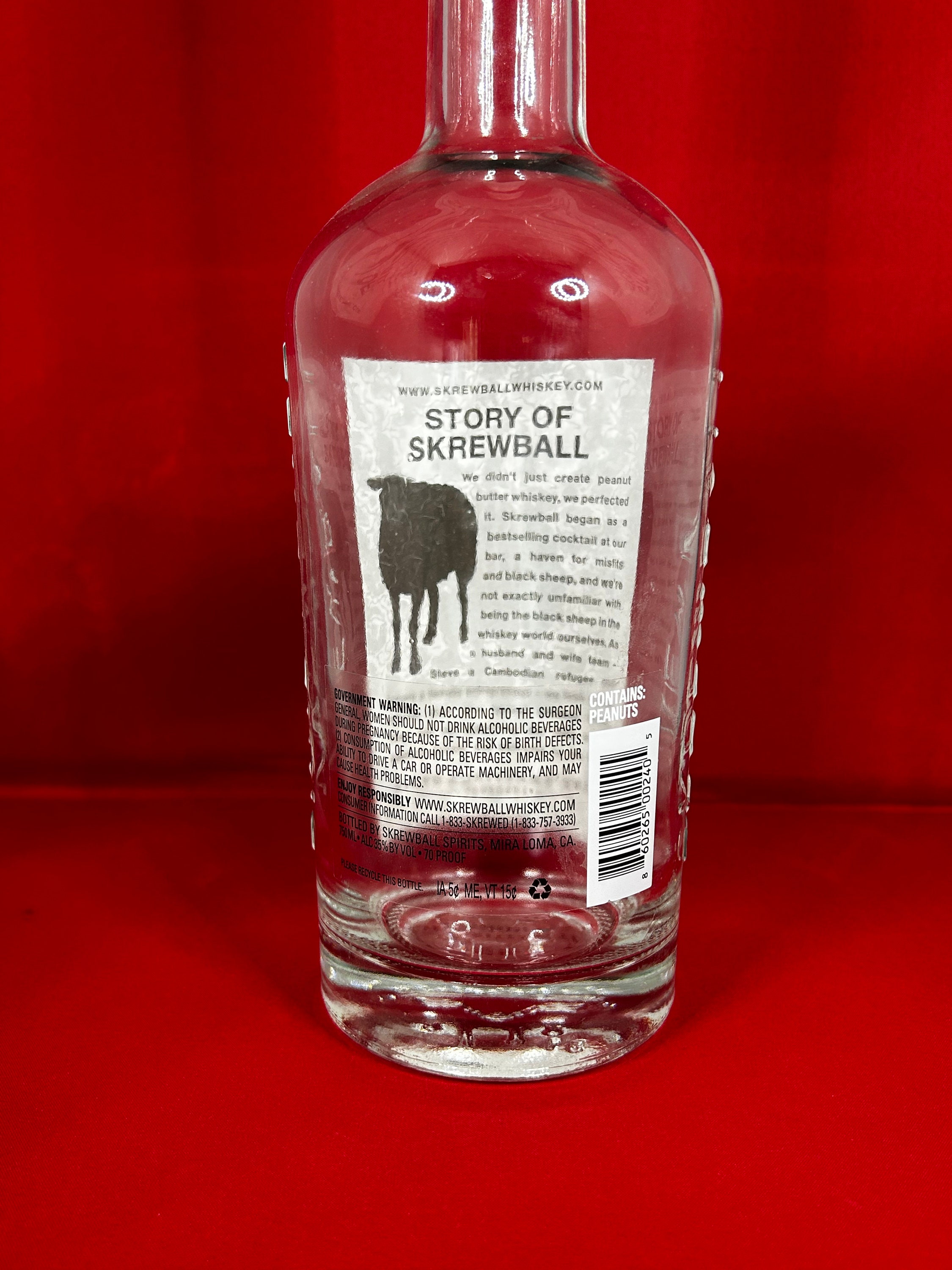 EMPTY Screwball Alcohol Glass Bottle, Screwball Peanut Butter Whiskey ...