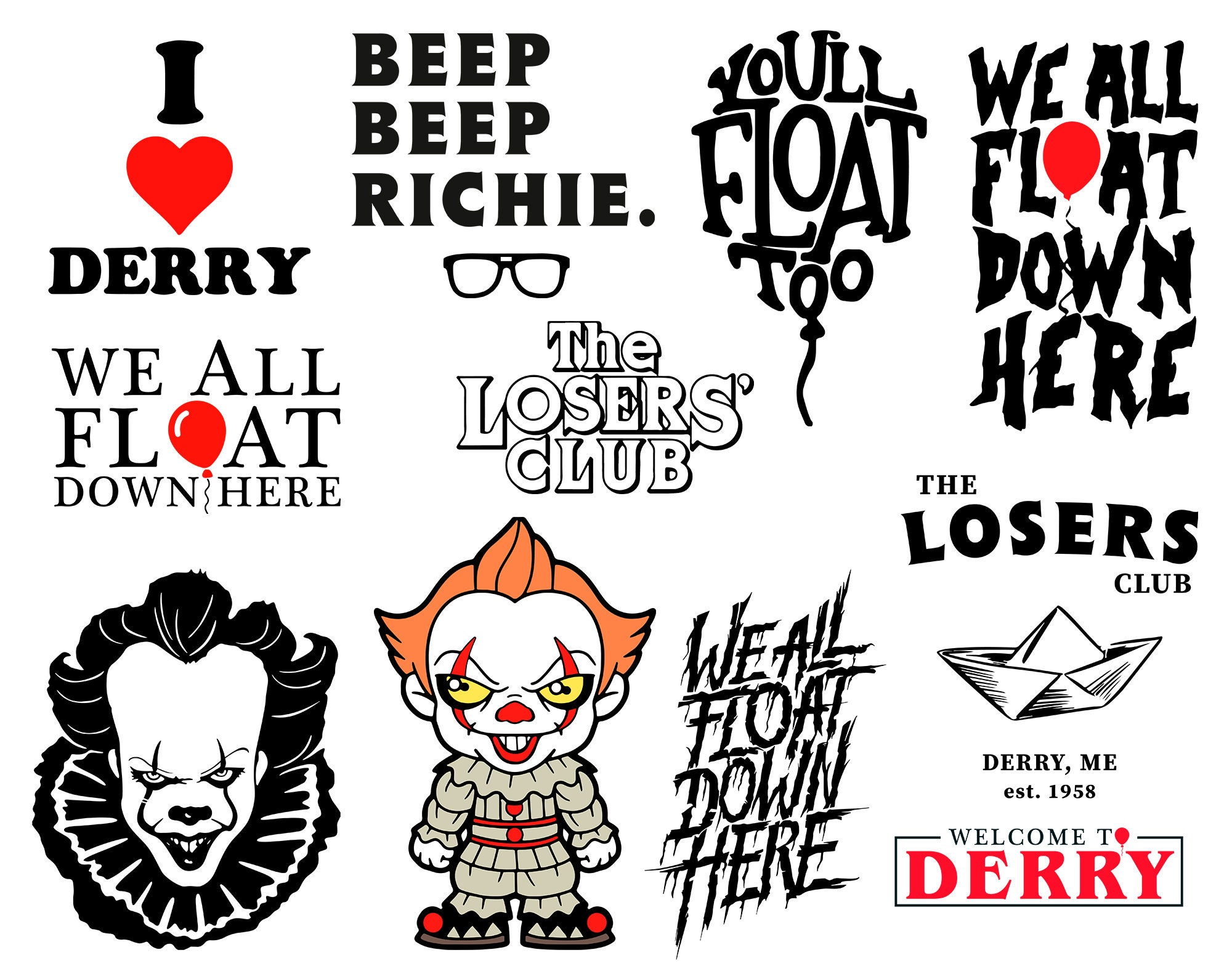 Pennywise Svg Mega Bundle, IT Svg Bundle, Horror Movie Bundle, Derry ...