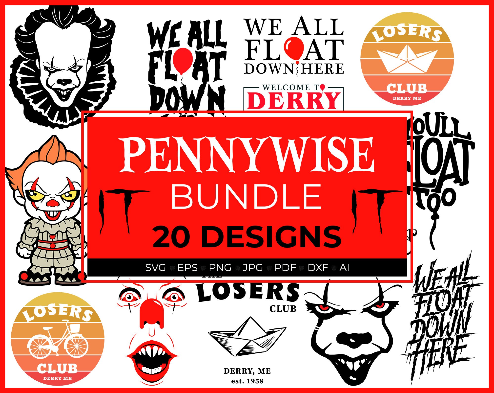 Pennywise Svg Mega Bundle, IT Svg Bundle, Horror Movie Bundle, Derry Svg, Svg Files for Cricut ...