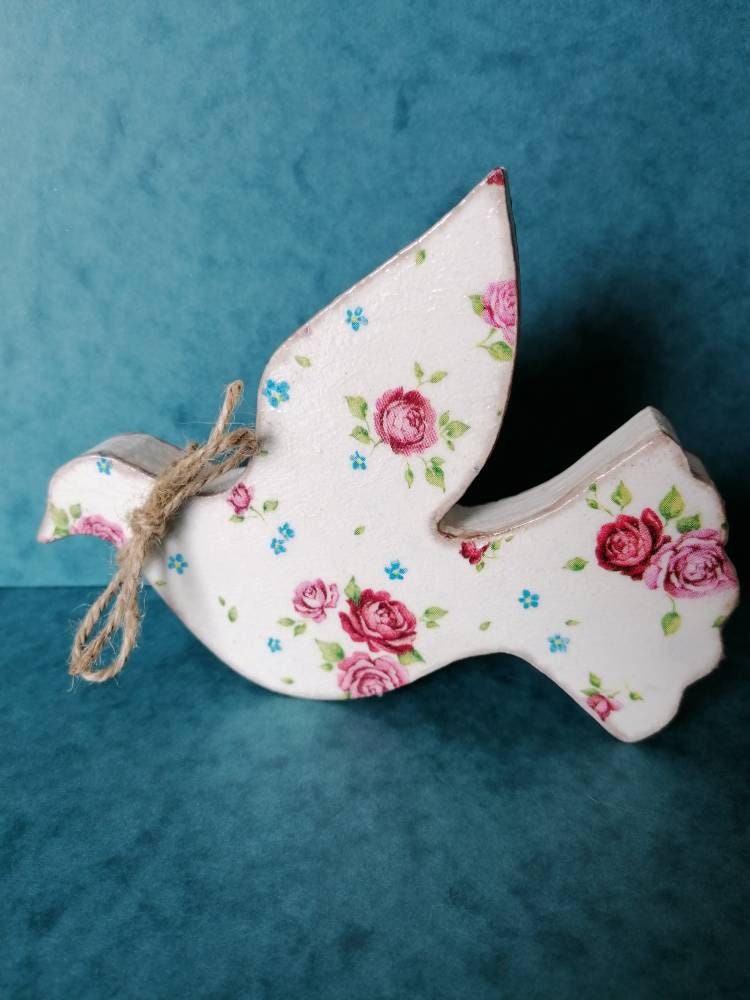 Chunky Wooden Dove Freestanding Wooden Dove Hand Painted - Etsy UK