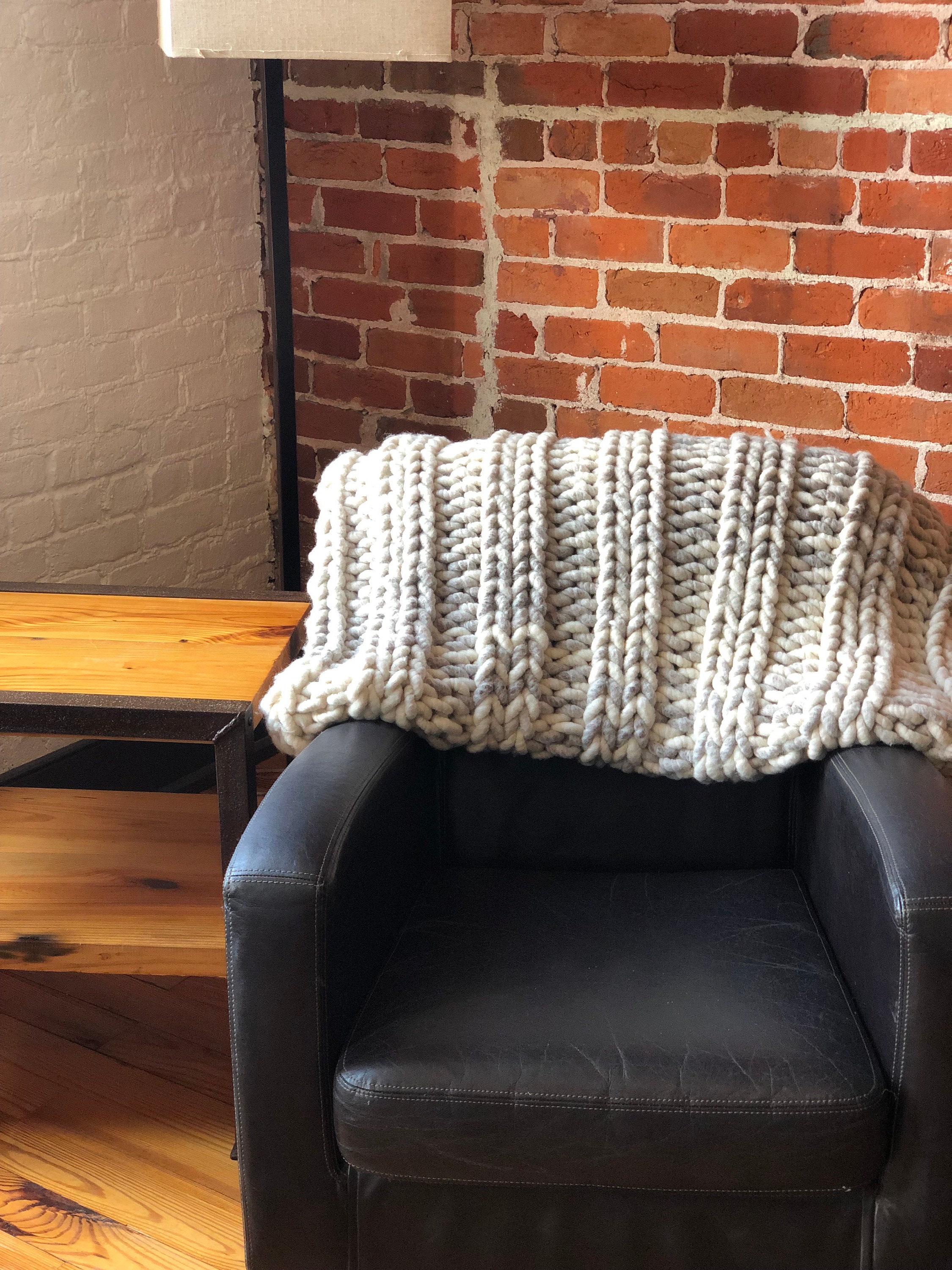 Super Bulky Knit Blanket 100% Thick Merino Wool Super | Etsy