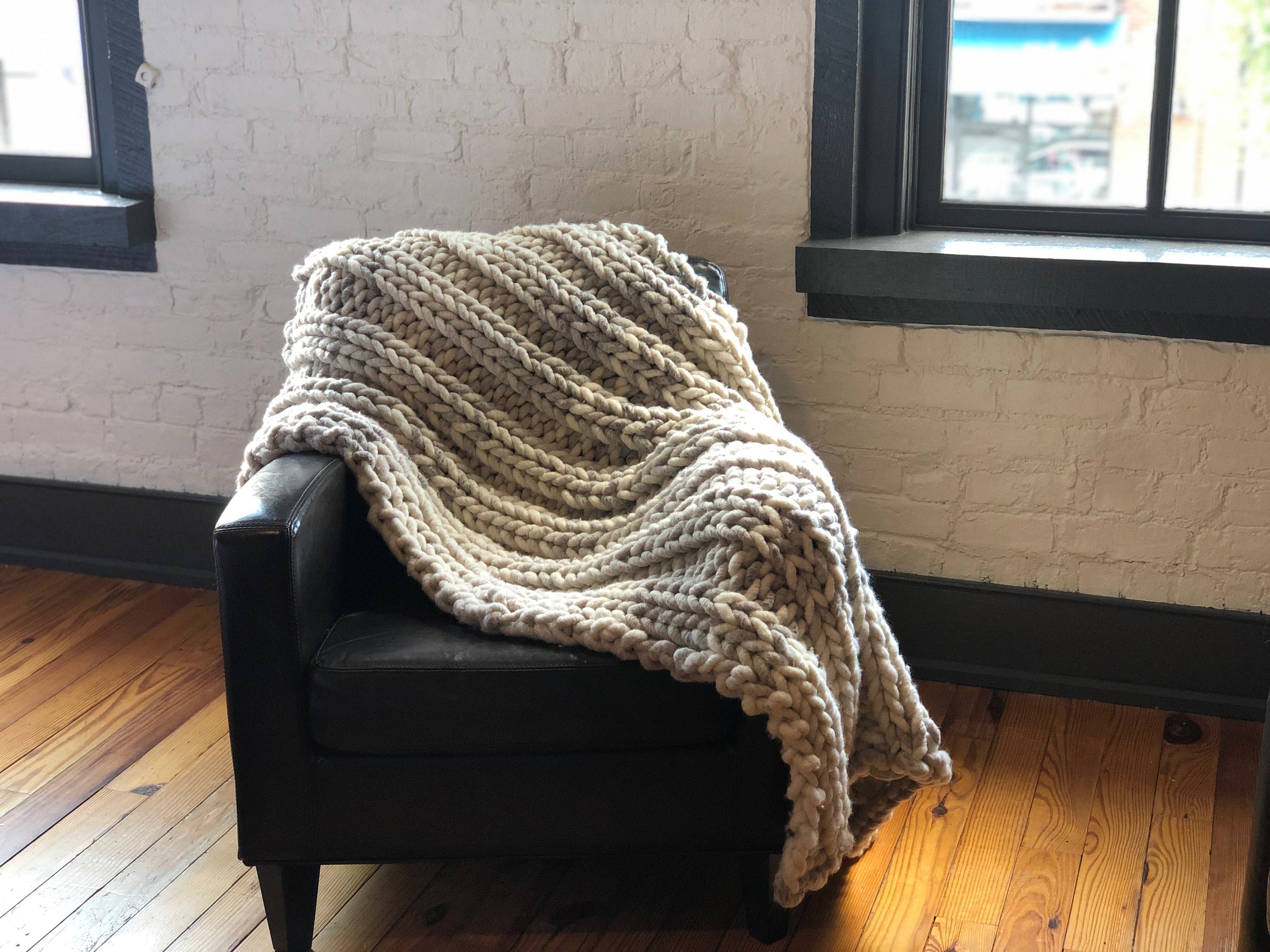 Super Bulky Knit Blanket 100% Thick Merino Wool Super | Etsy