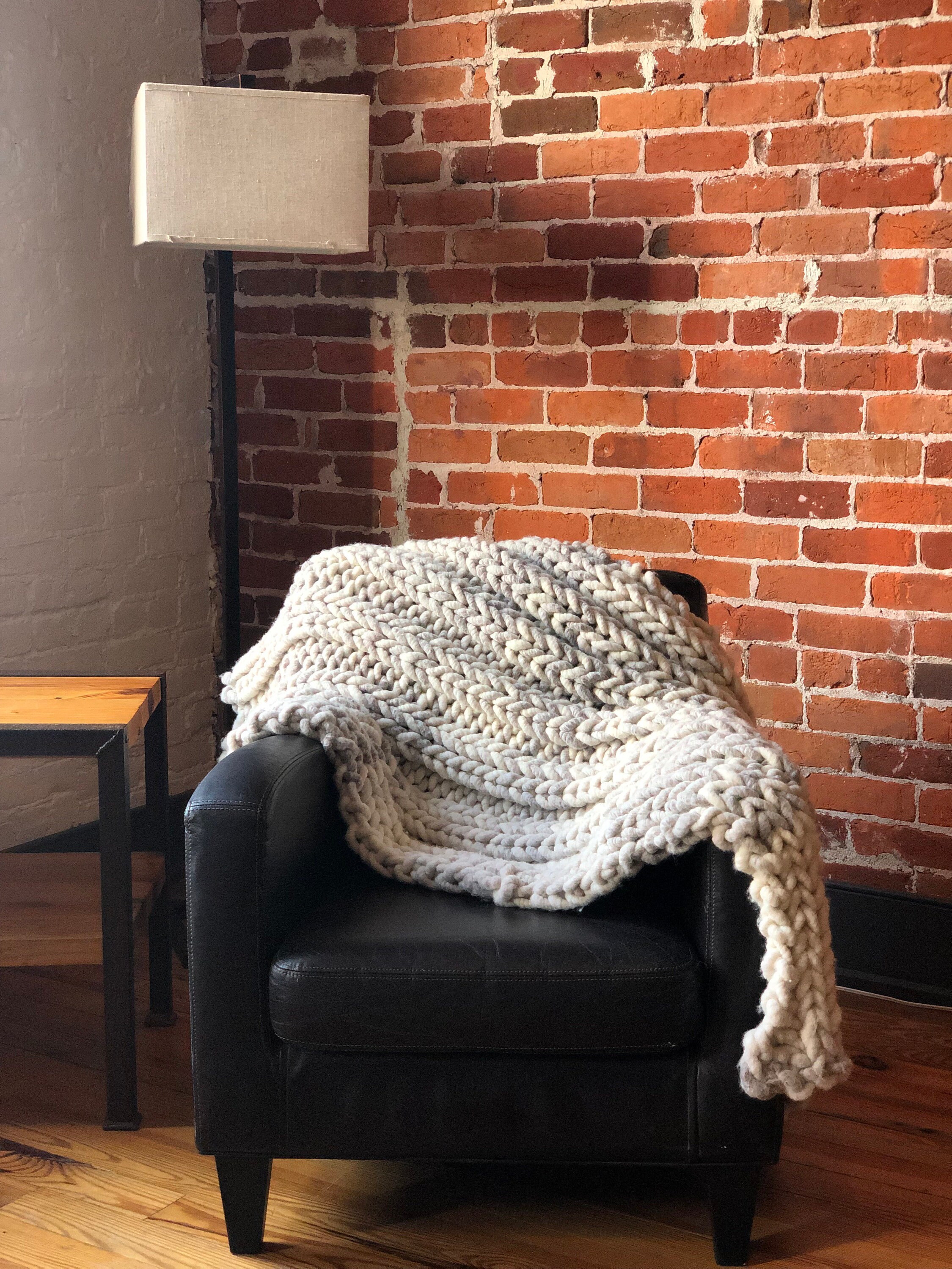 Super Bulky Knit Blanket 100% Thick Merino Wool Super | Etsy