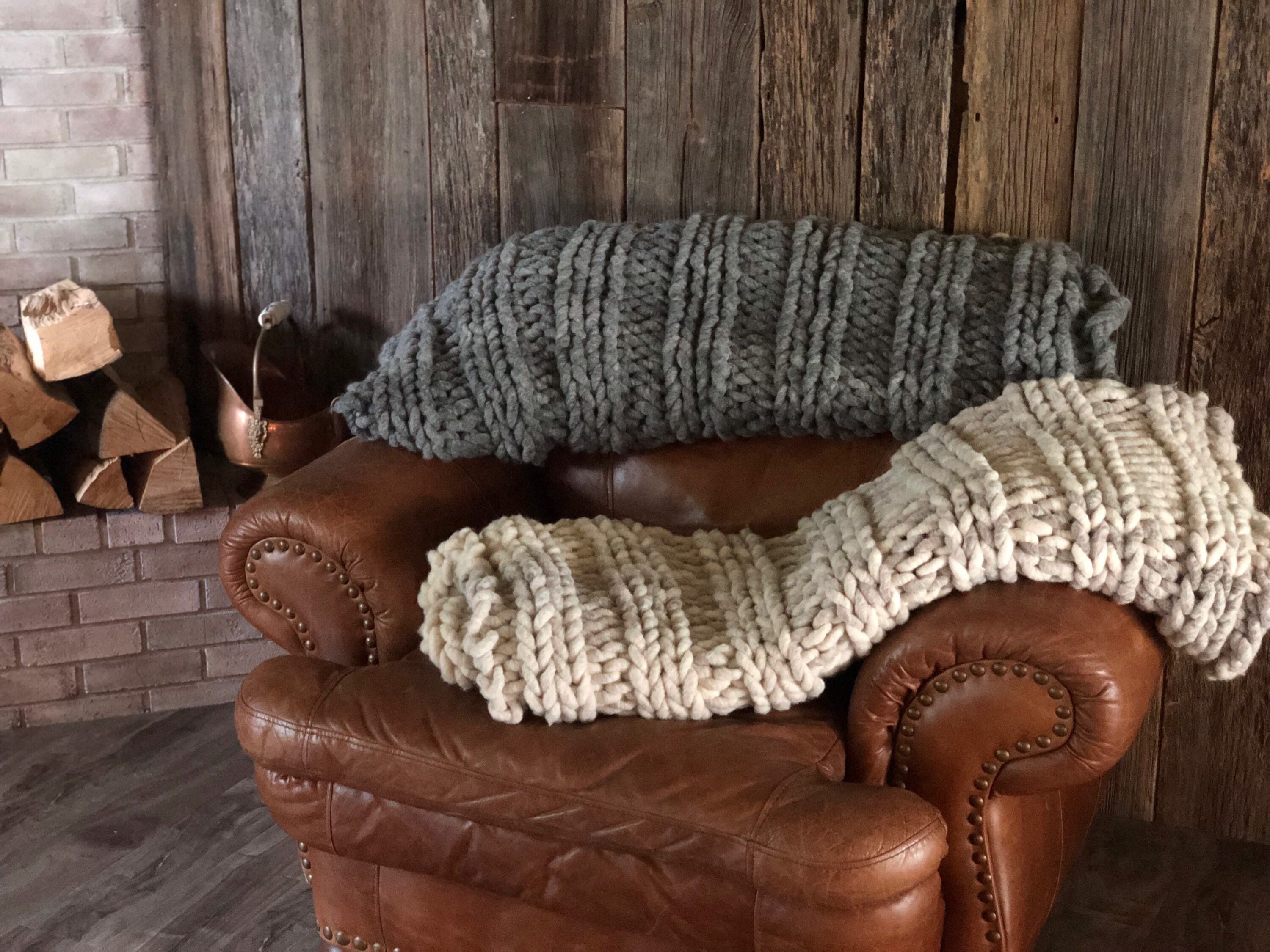 Super Bulky Knit Blanket 100% Thick Merino Wool Super | Etsy