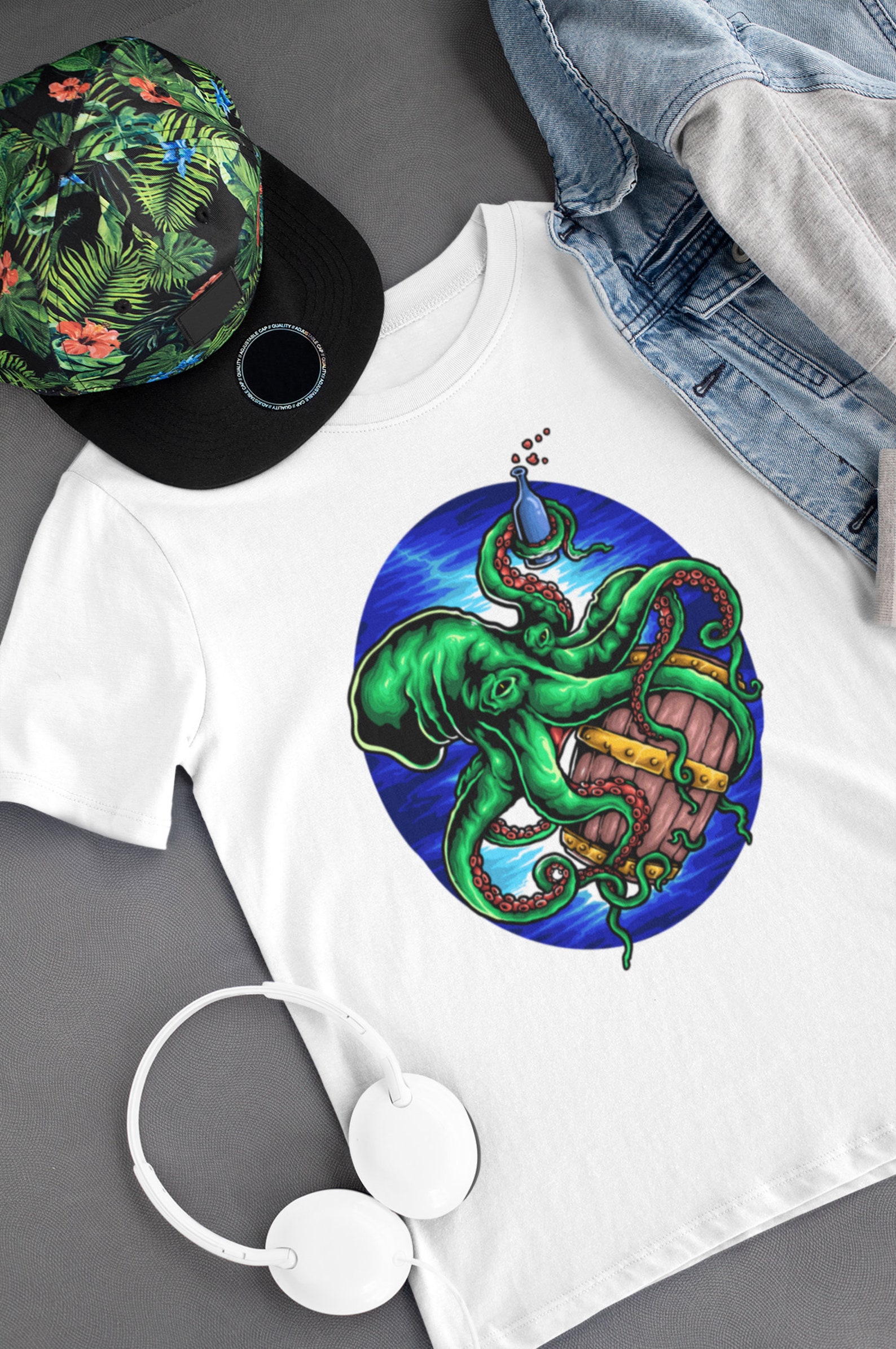 Octopus T-shirt, Octopus Drinking Shirt, Octopus Graphic Design, Sea ...