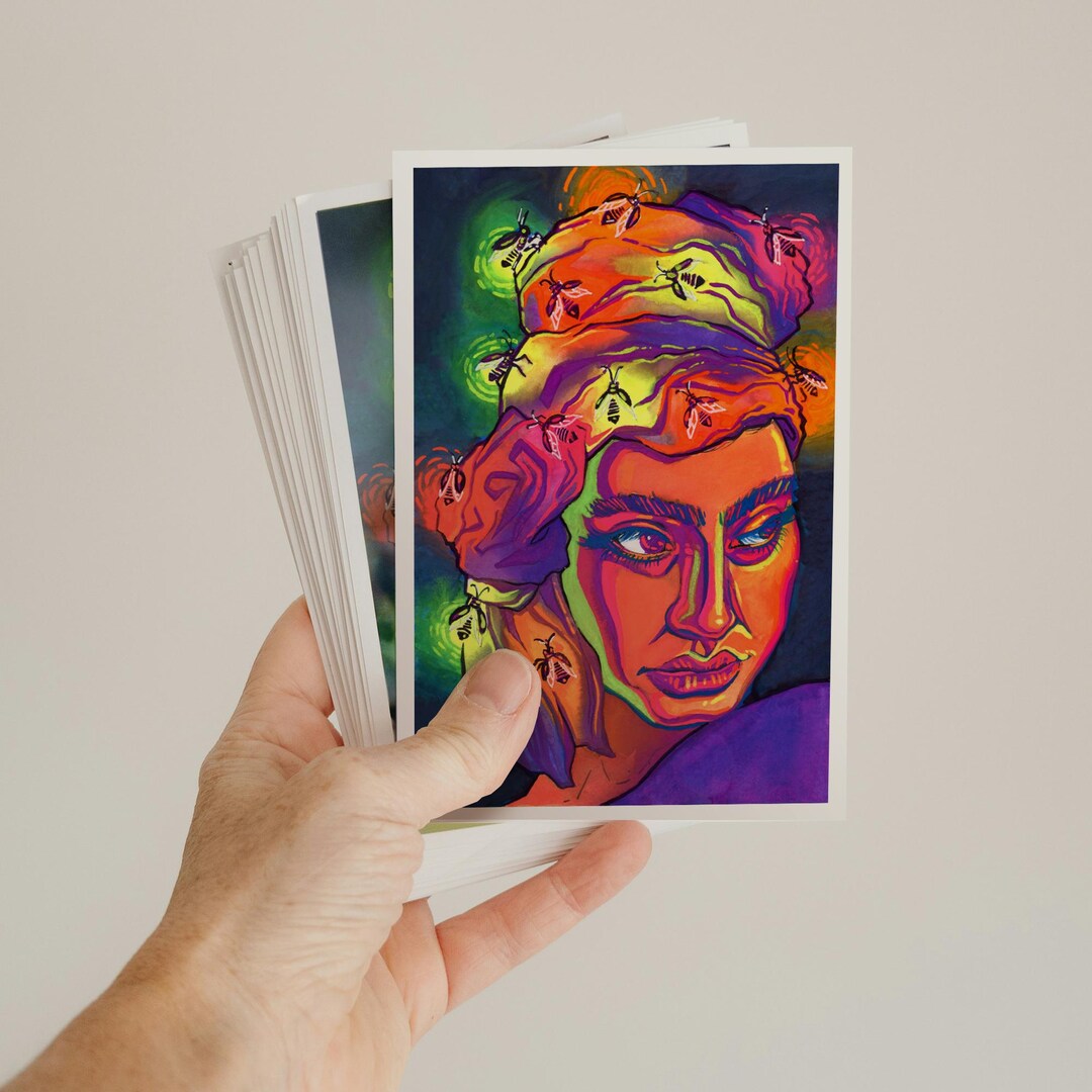 Fireflies of Many Names - Nature Print 4 X 6 in Neon Watercolor Print ...