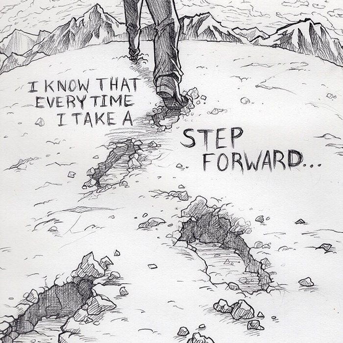 One More Step Grief Art Poem Series Pencil Drawing Prints - Etsy Australia