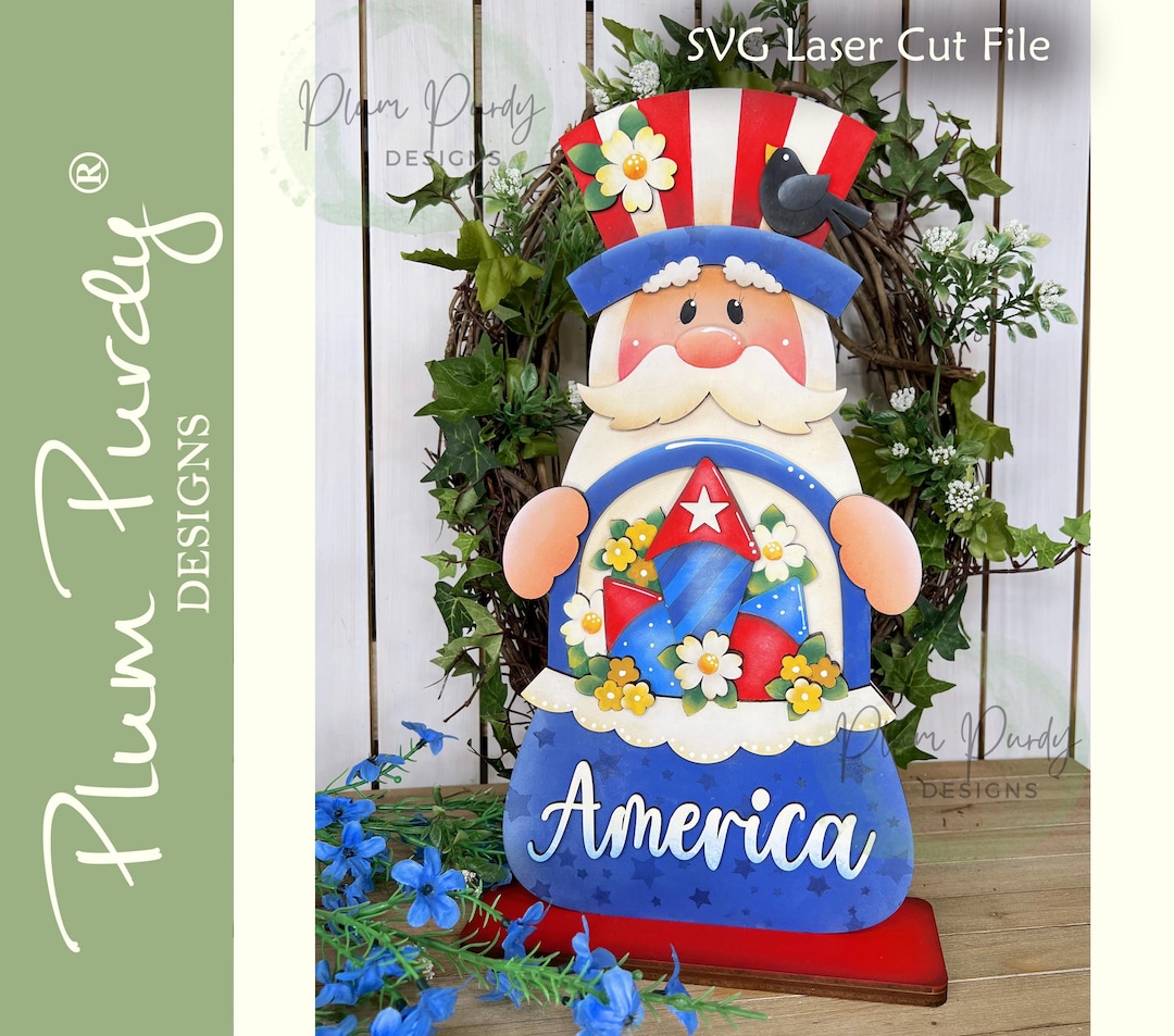 Uncle Sam Shelf Sitter SVG Laser Cut File, 4th of July SVG, Patriotic ...