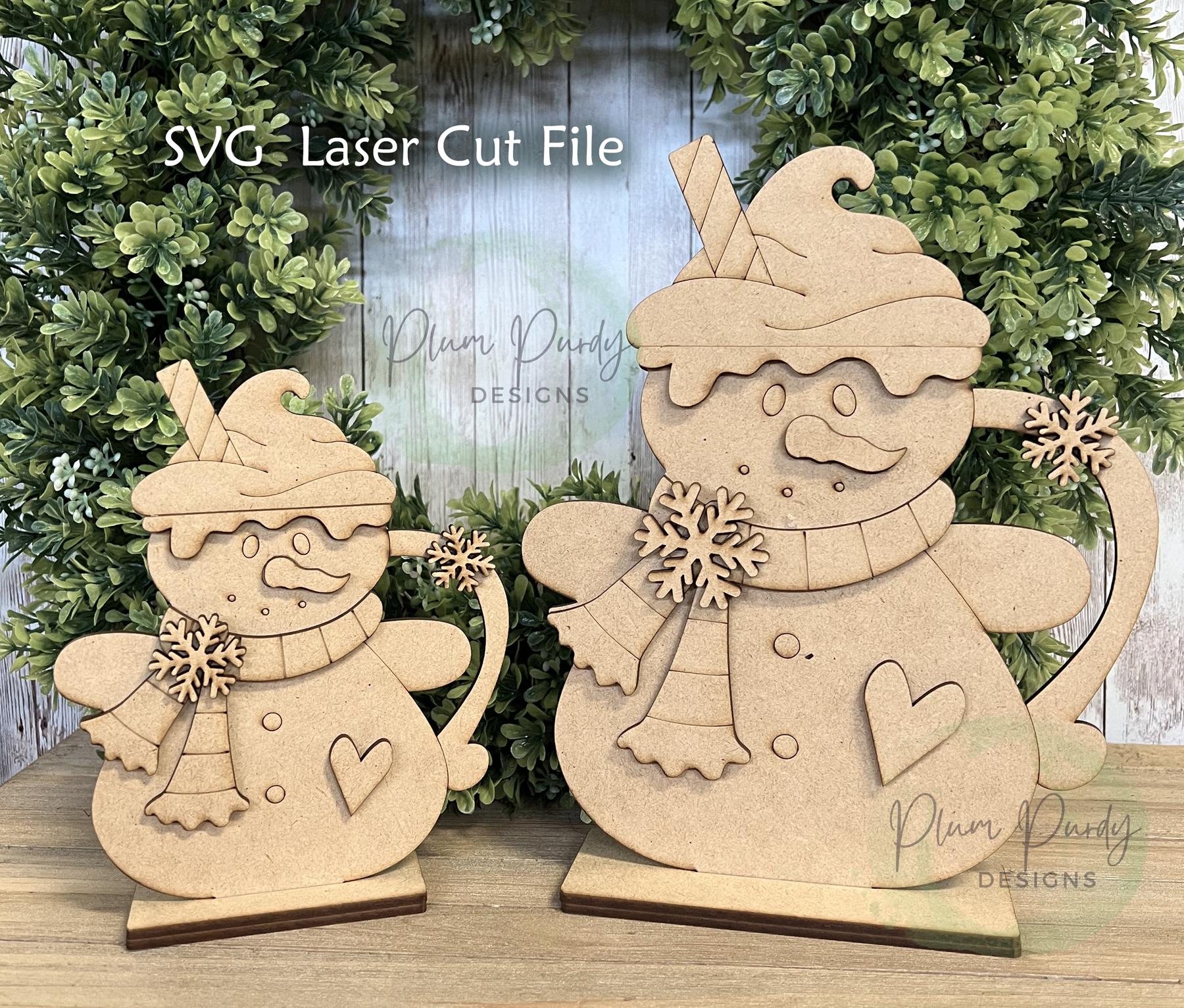 Snowman SVG Laser Cut File, Snowman Shelf Sitter SVG, Snowman Mug ...