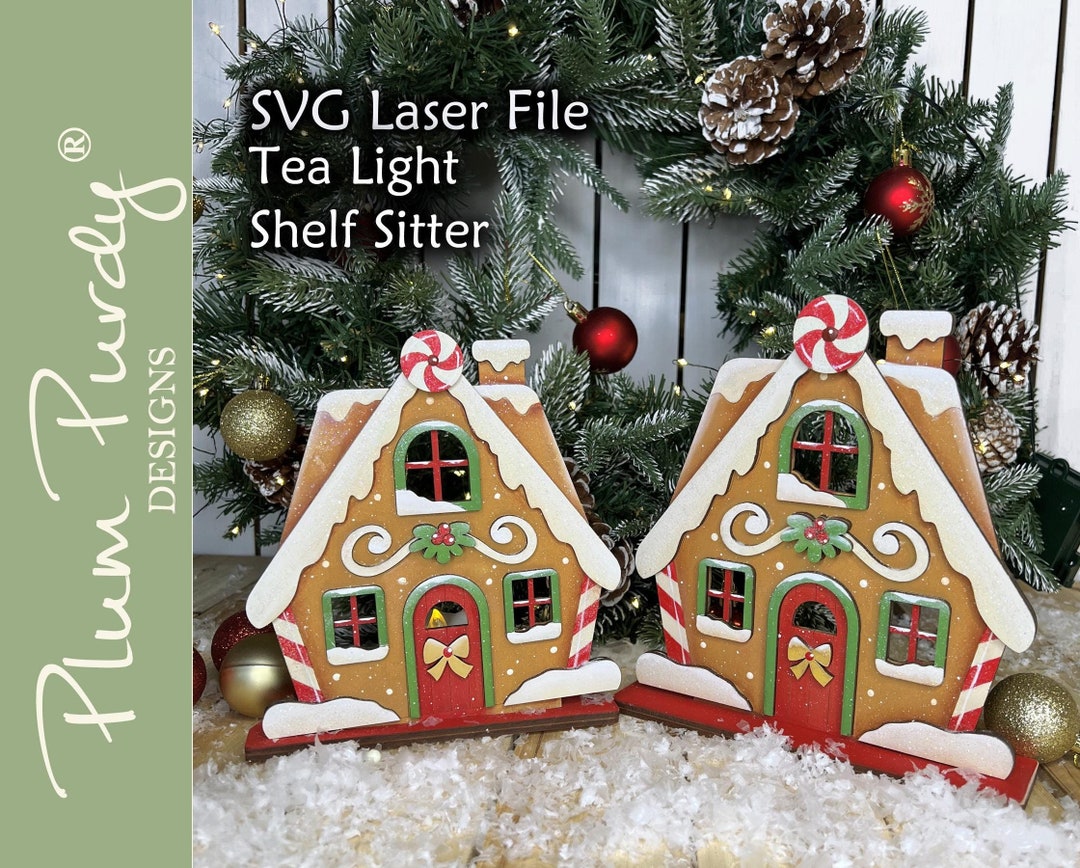 Gingerbread House SVG Laser Cut File, Gingerbread House Votive Holder ...