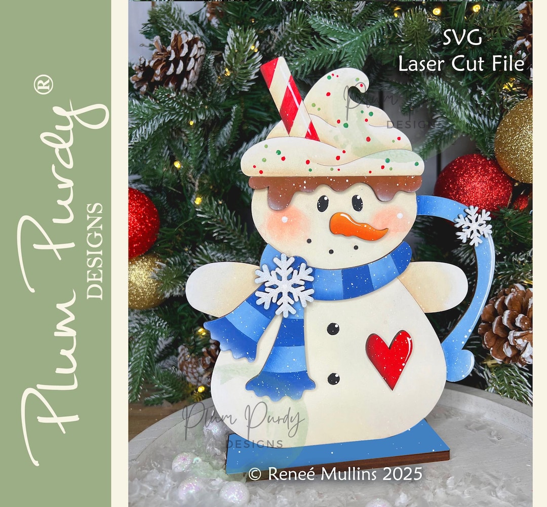 Snowman SVG Laser Cut File, Snowman Shelf Sitter SVG, Snowman Mug ...