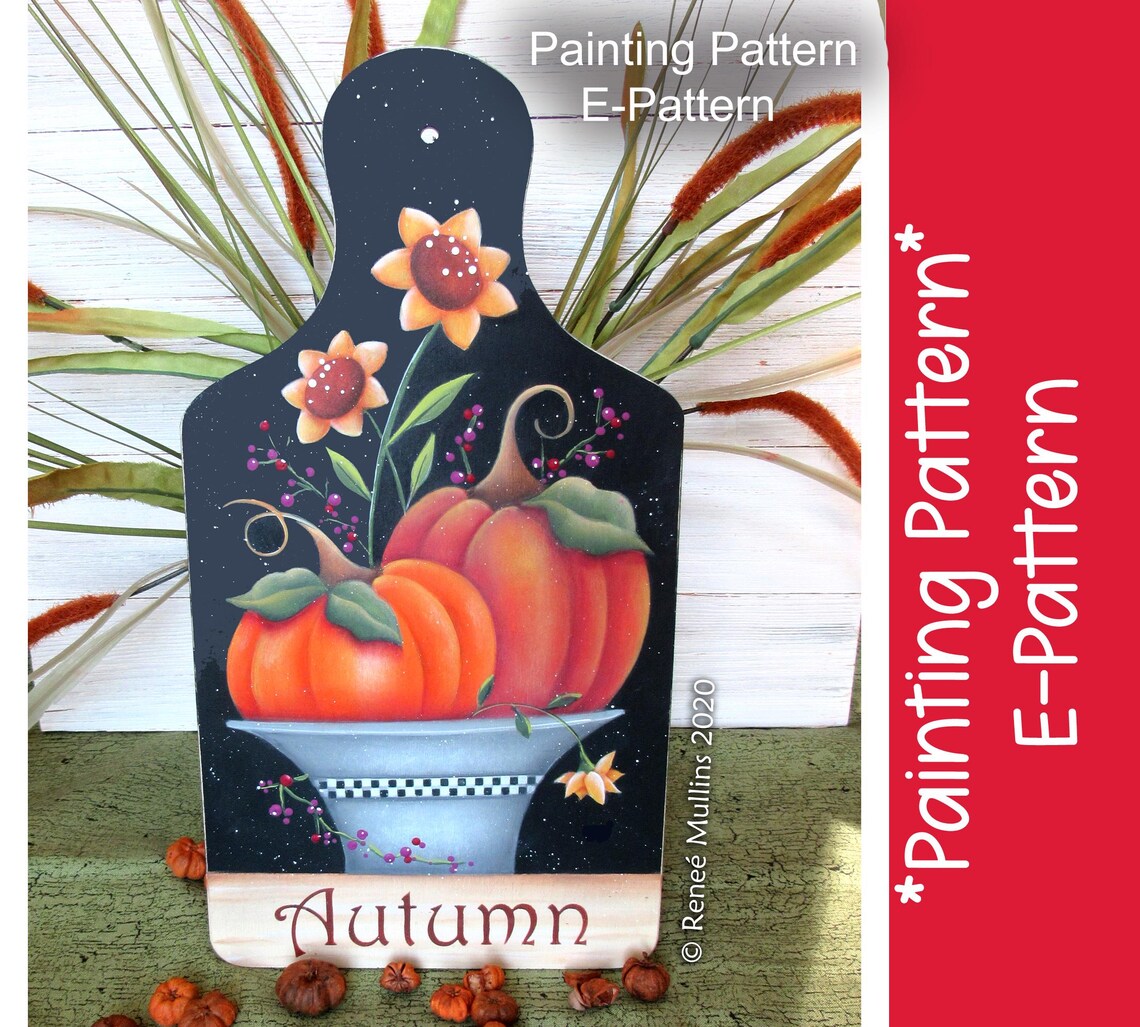 Autumn Breadboard, Autumn Painting E-pattern, Autumn Pumpkins, Fall ...