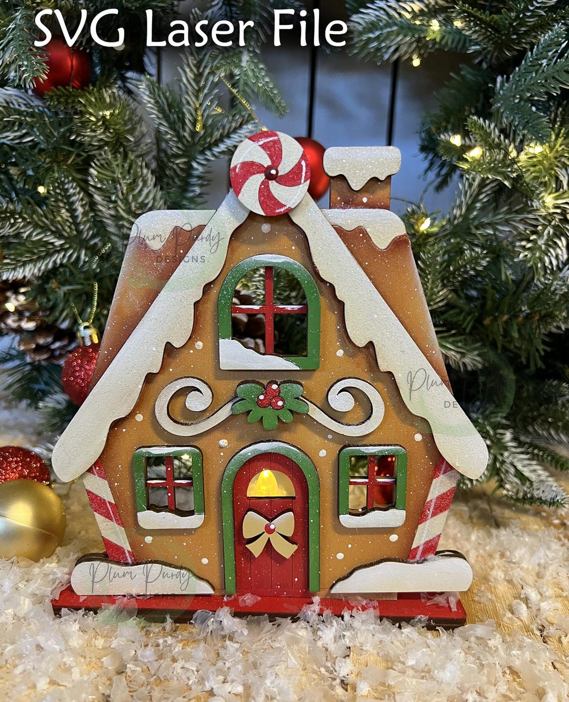 Gingerbread House SVG Laser Cut File, Gingerbread House Votive Holder ...