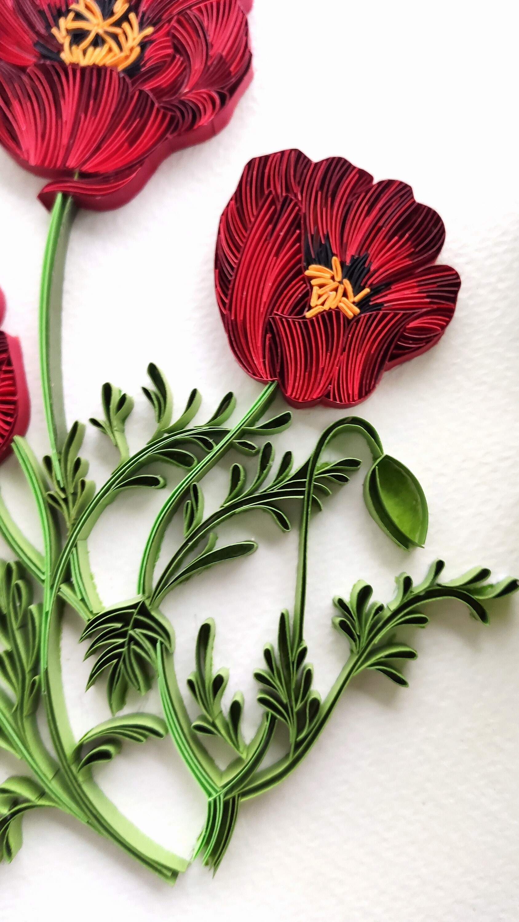 Quilled Flowers Wall Art Fplumeria Poppies Home Decor 3d - Etsy