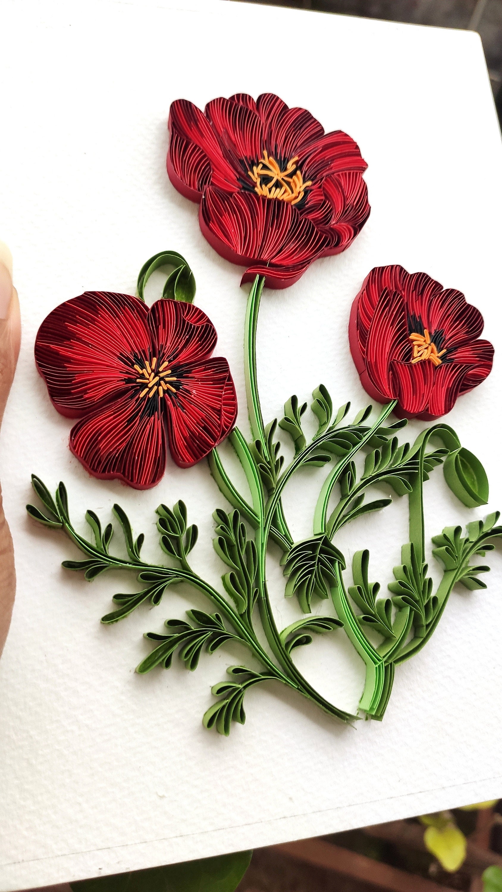 Quilled Flowers Wall Art Fplumeria Poppies Home Decor 3d - Etsy