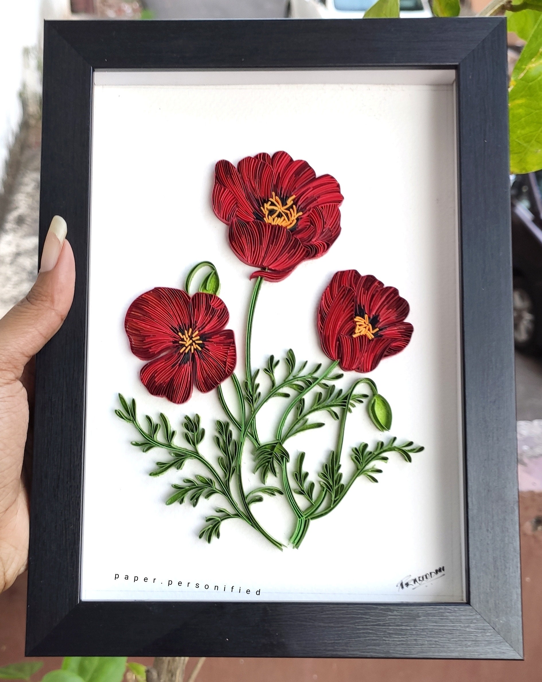 Quilled Flowers Wall Art Fplumeria Poppies Home Decor 3d - Etsy