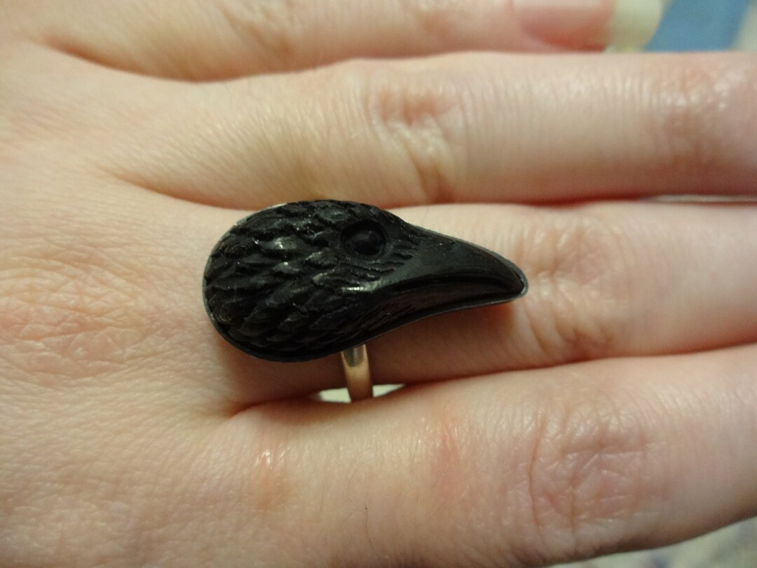 Sterling Carved Raven Crow Ring Gothic Edger Allen Poe 925 - Etsy
