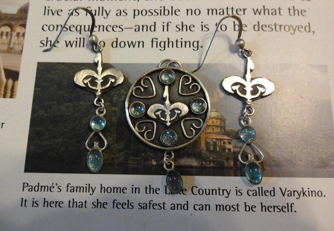 Padme Amidala Star Wars Lars Homestead Dress Necklace Earrings Sterling ...